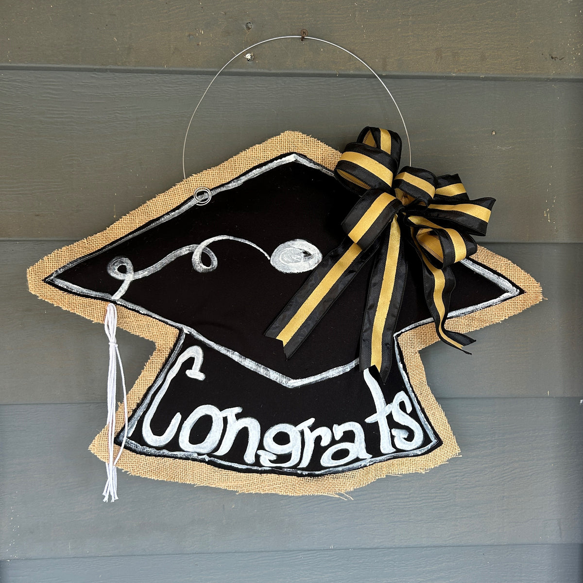 Graduation Cap Door Hanger with Custom Bow in School Colors — Carolee’s